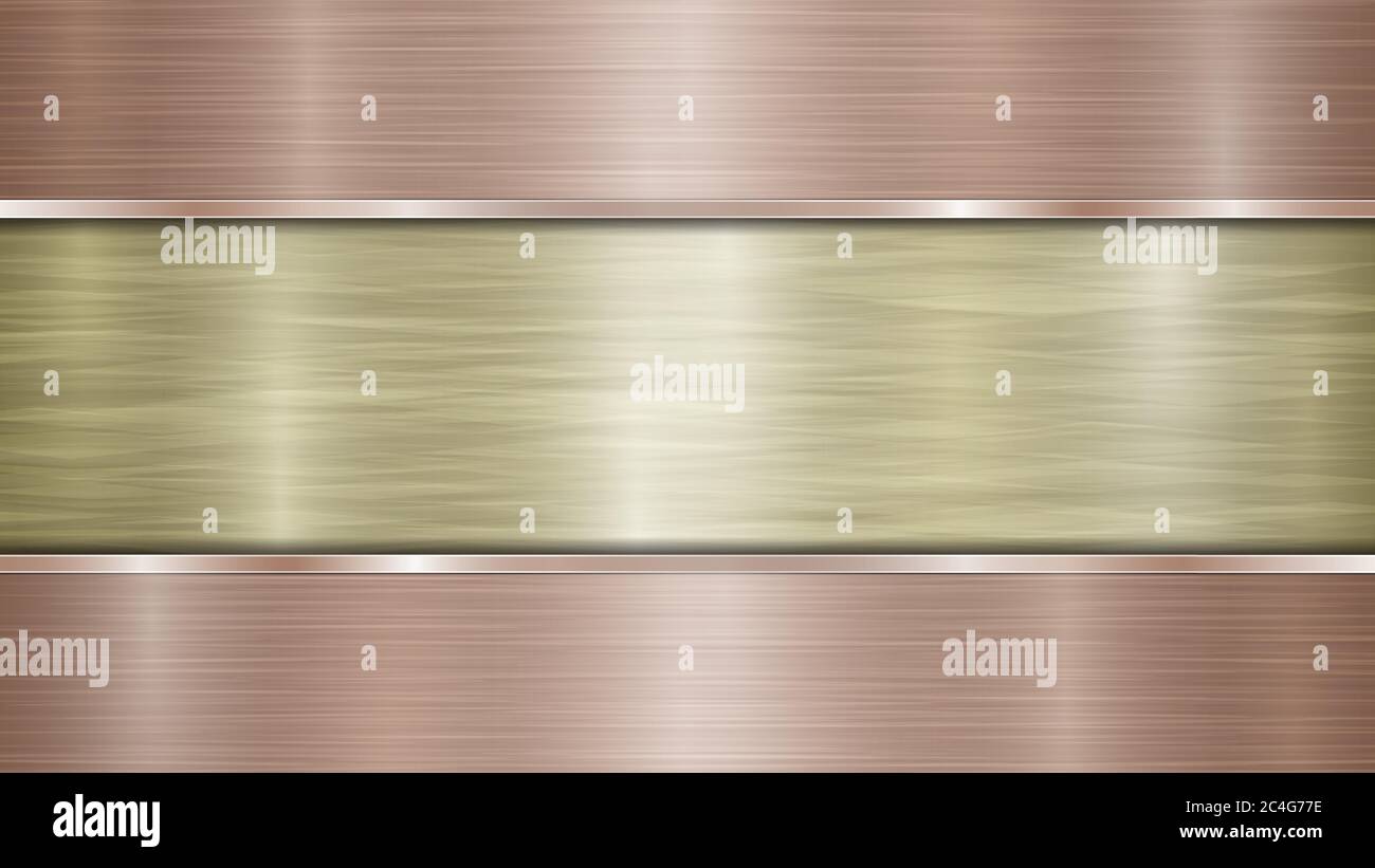 Background consisting of a golden shiny metallic surface and two ...