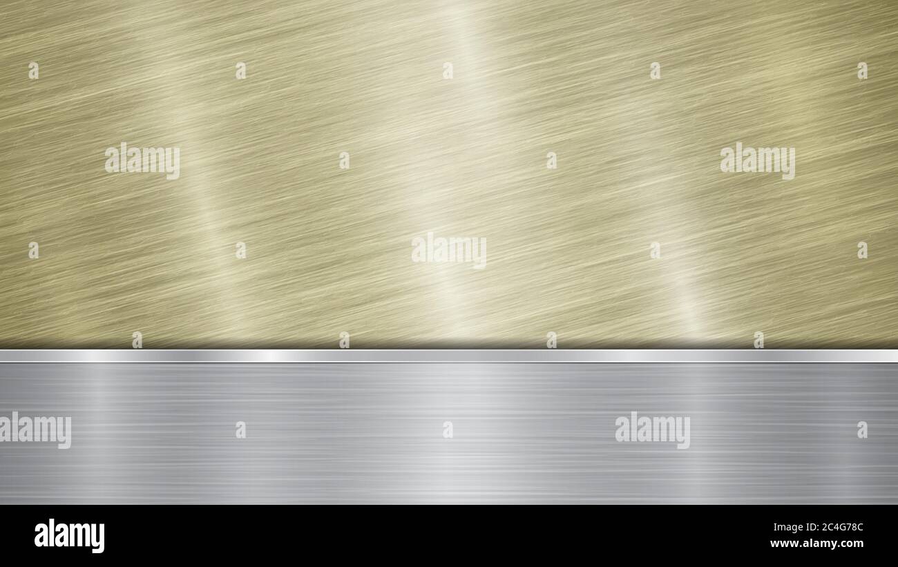 Background consisting of a golden shiny metallic surface and one ...