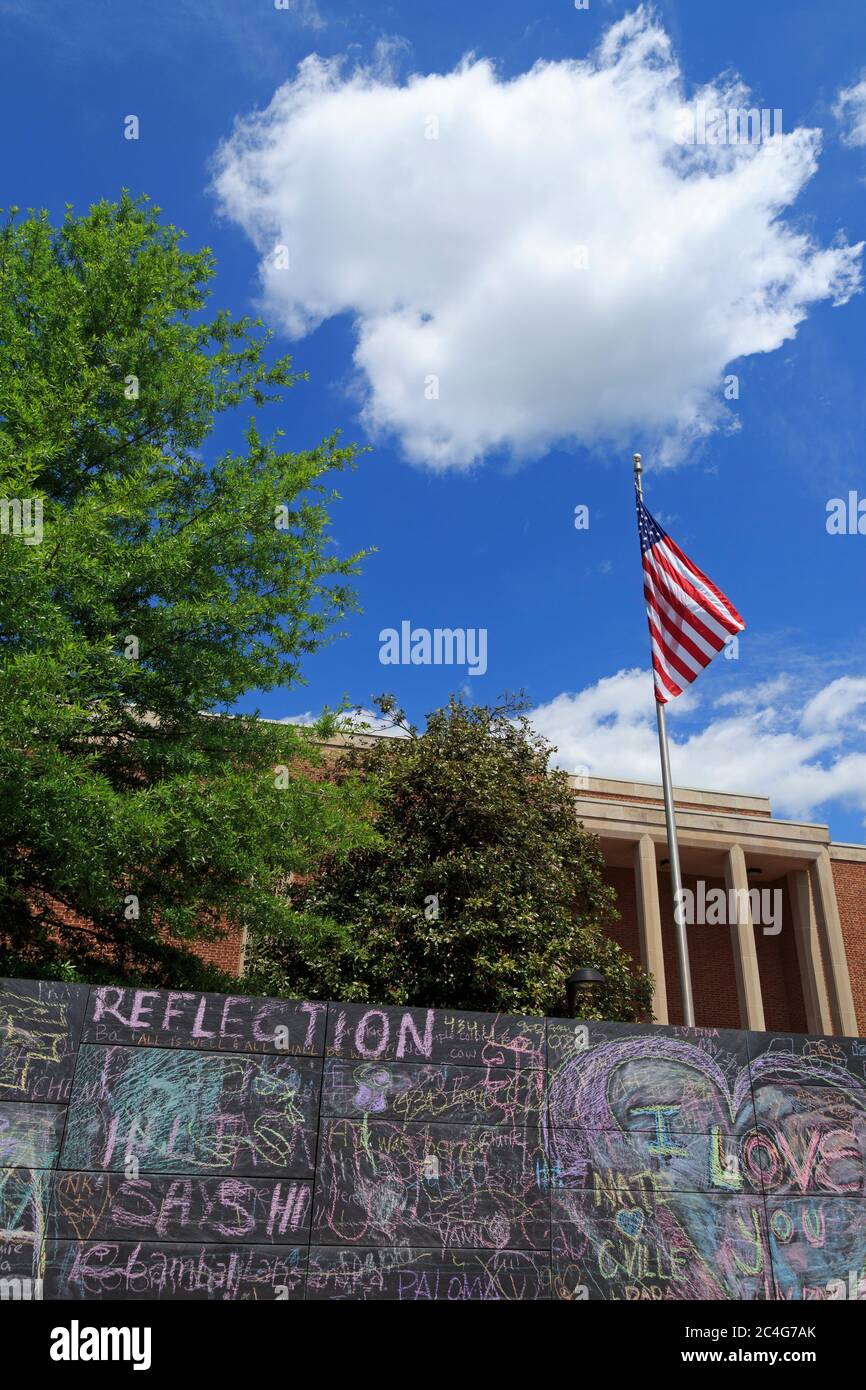 Chalk wall outside City Hall, Charlottesville, Virginia, USA Stock ...