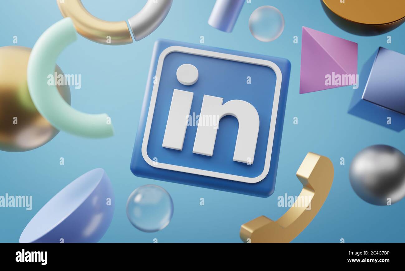 LinkedIn Logo Around 3D Rendering Abstract Shape Background Stock Photo ...