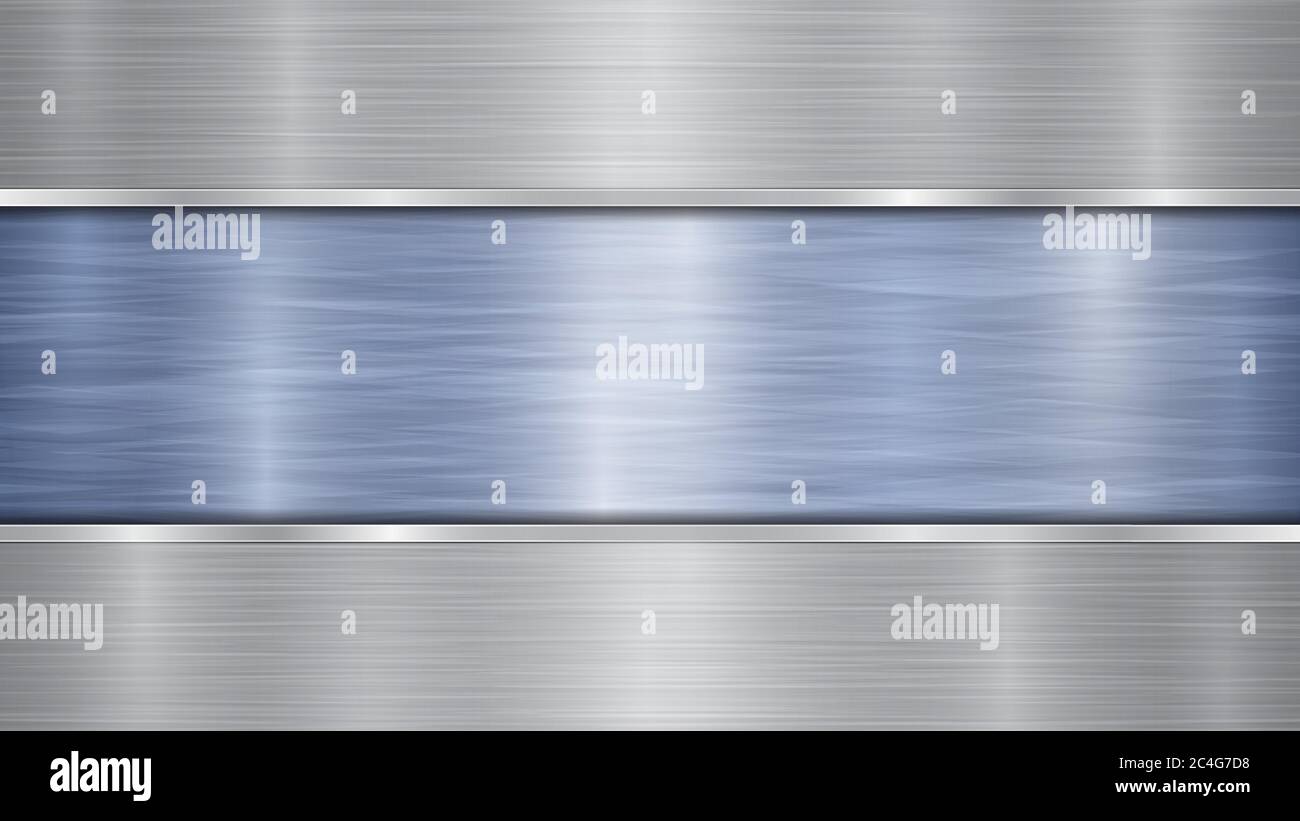 Background consisting of a blue shiny metallic surface and two ...