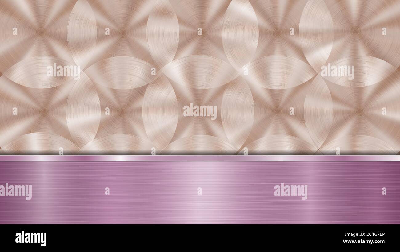 Background consisting of a bronze shiny metallic surface and one ...