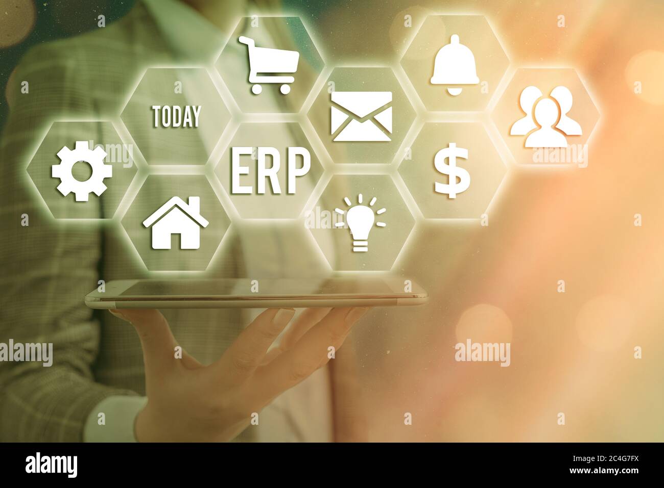 Word writing text Erp. Business photo showcasing enterprise resource planning centralized ...