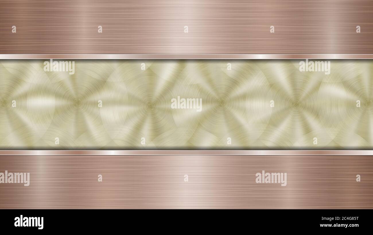 Background consisting of a golden shiny metallic surface and two ...