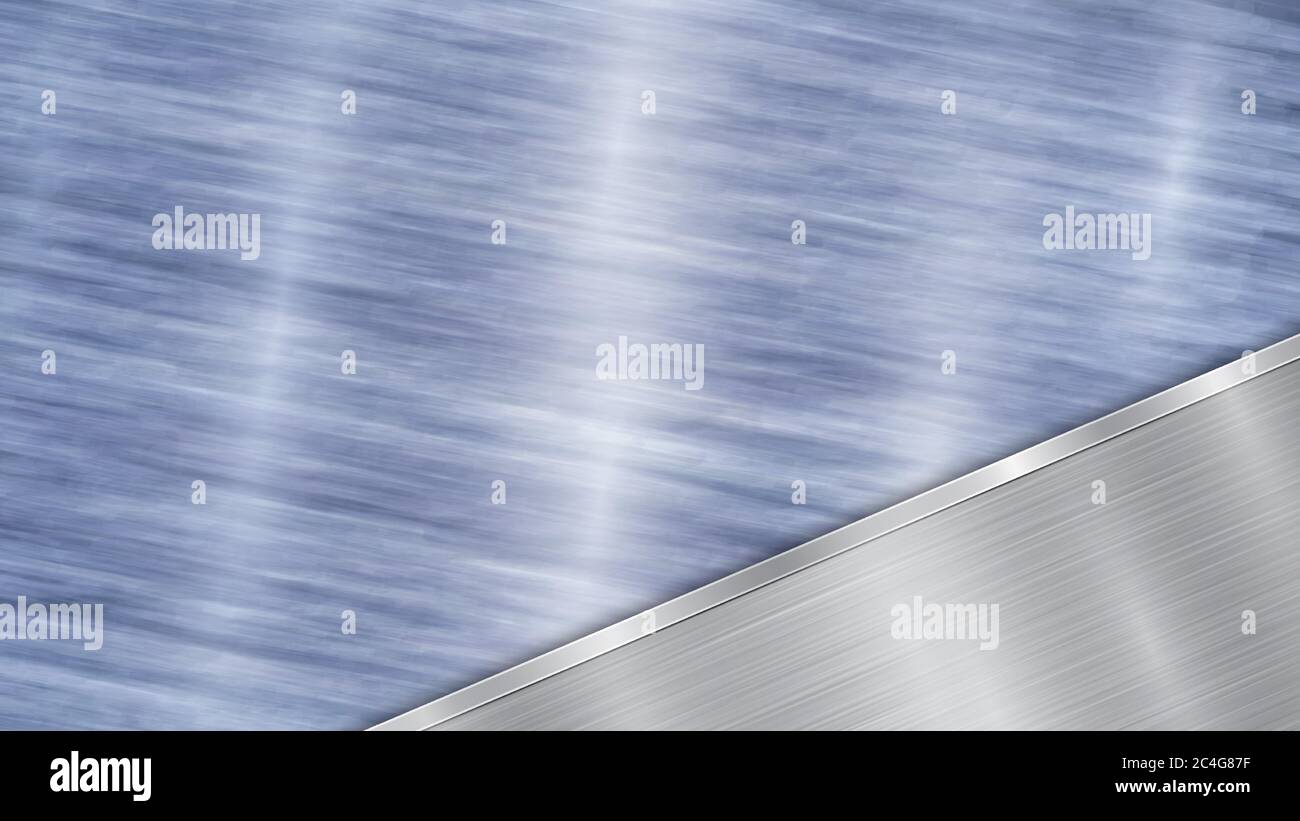 Background consisting of a blue shiny metallic surface and one polished ...
