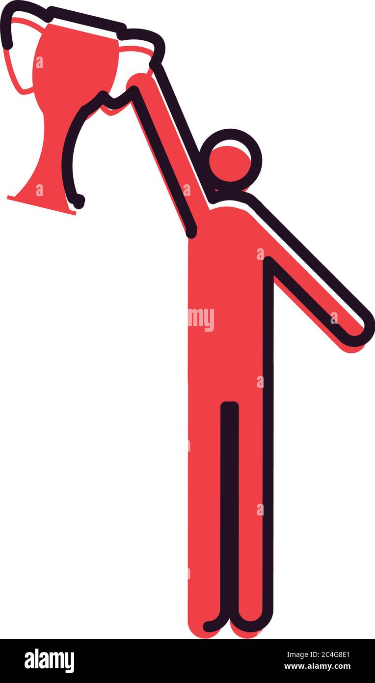 Avatar man with trophy line and fill style icon design, Winner first ...