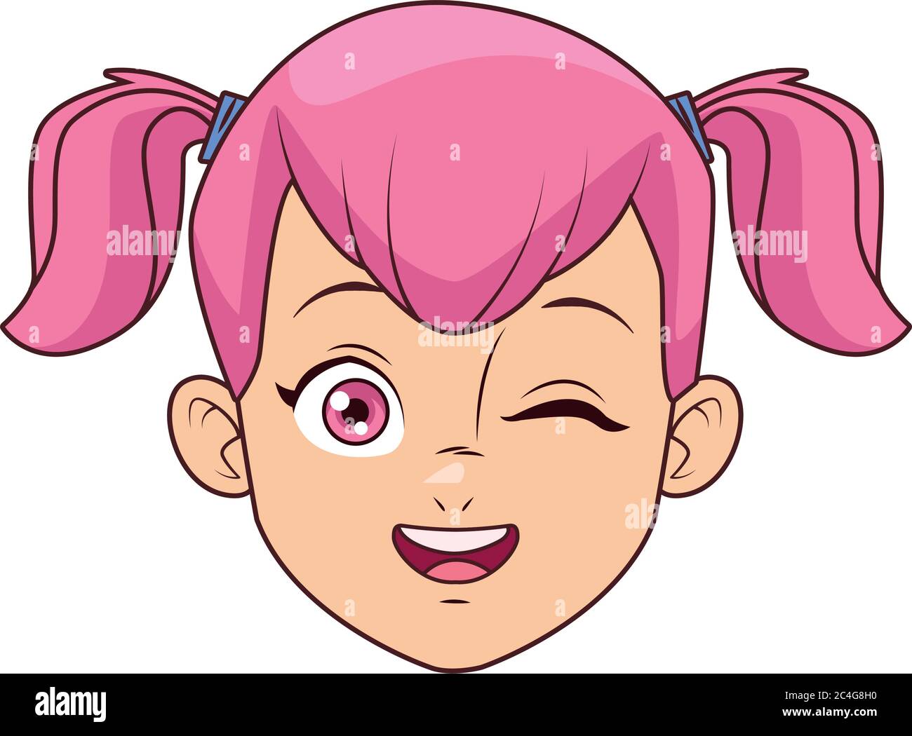 happy little girl head avatar character vector illustration design ...