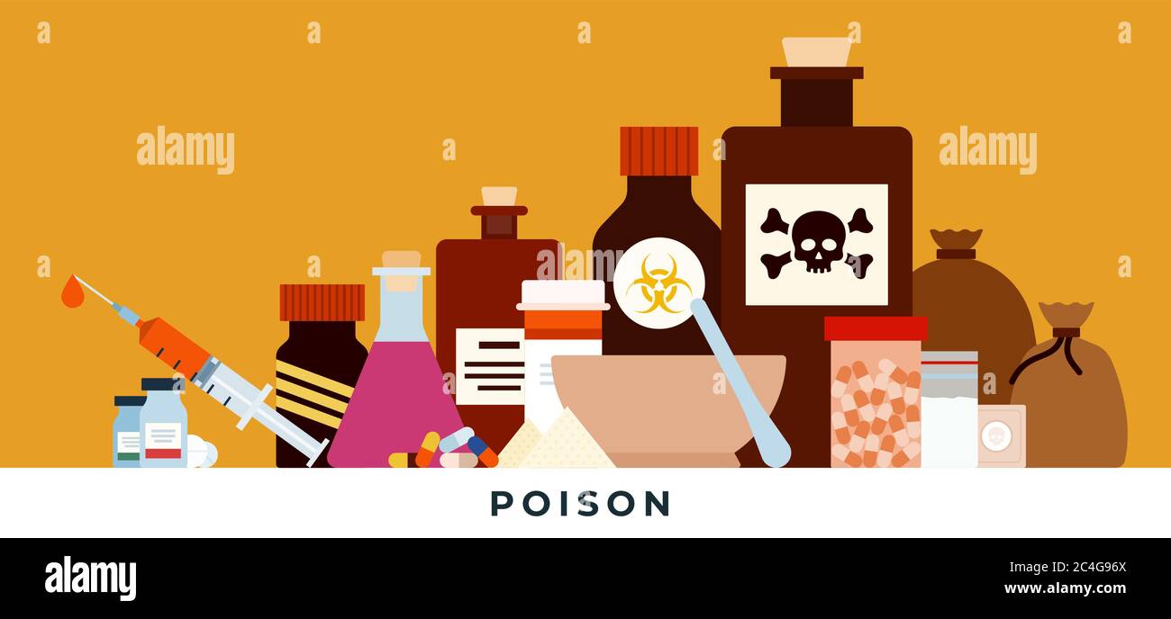 Poison, toxic substances, medicament, liquids vector illustration in ...