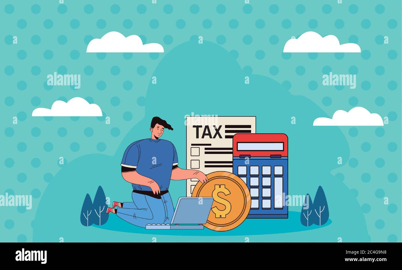 young man with tax day pay vector illustration design Stock Vector ...