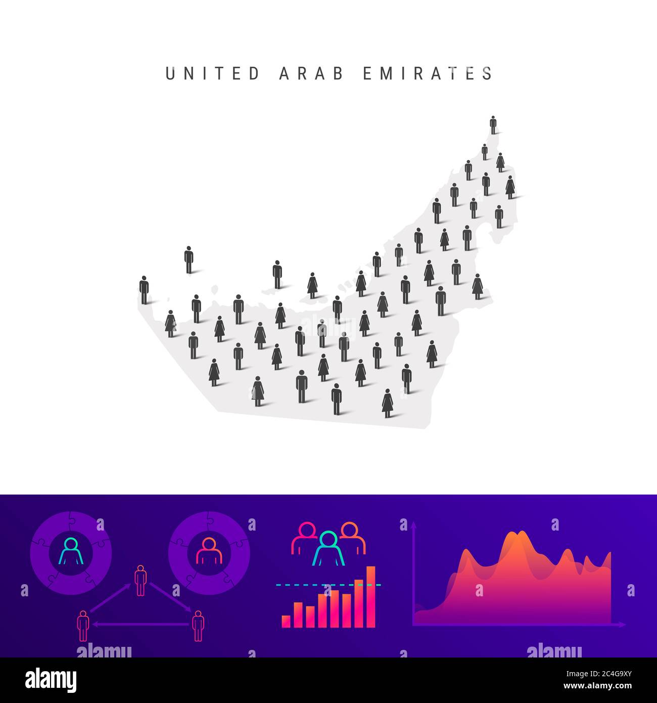 United Arab Emirates people icon map. Detailed silhouette. Mixed crowd ...