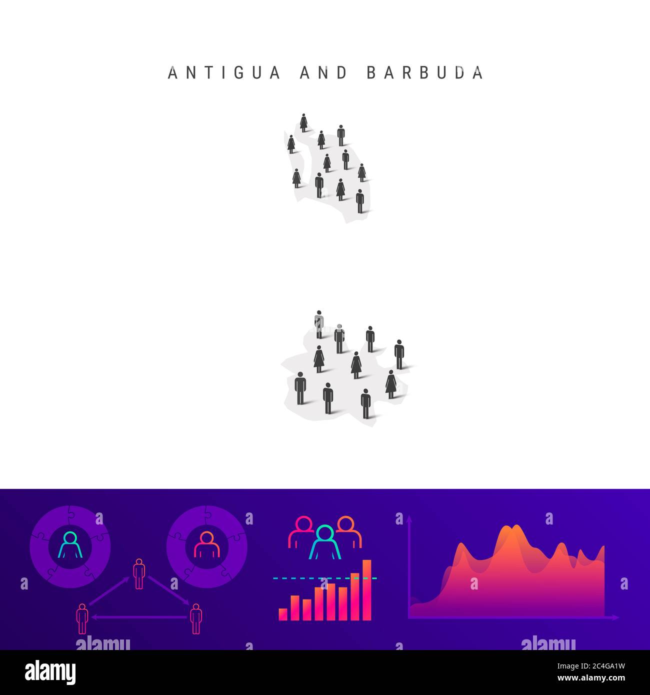 Antigua and Barbuda people icon map. Detailed silhouette. Mixed crowd ...