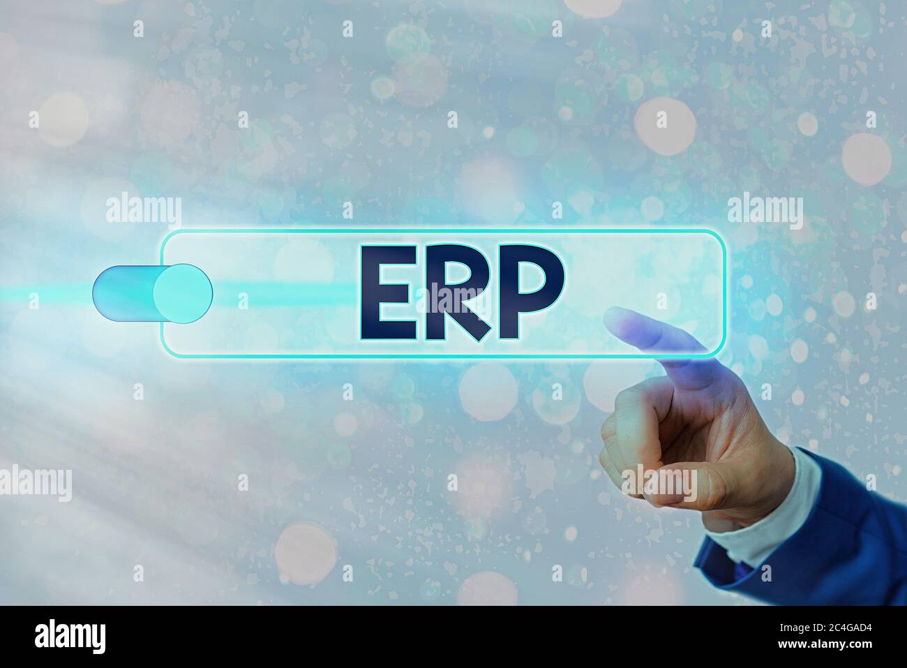 Conceptual hand writing showing Erp. Concept meaning enterprise resource planning centralized ...