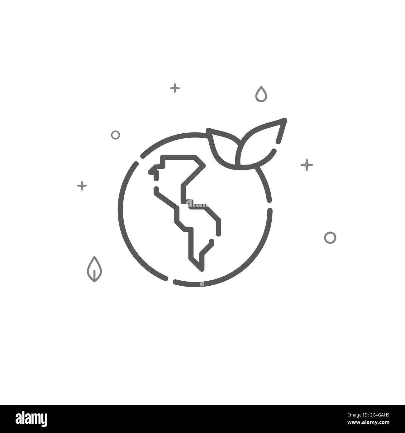Green planet simple line icon. Environment protection symbol, pictogram ...