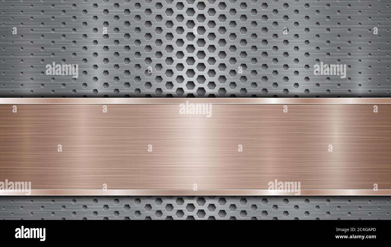 Background of silver perforated metallic surface with holes and ...