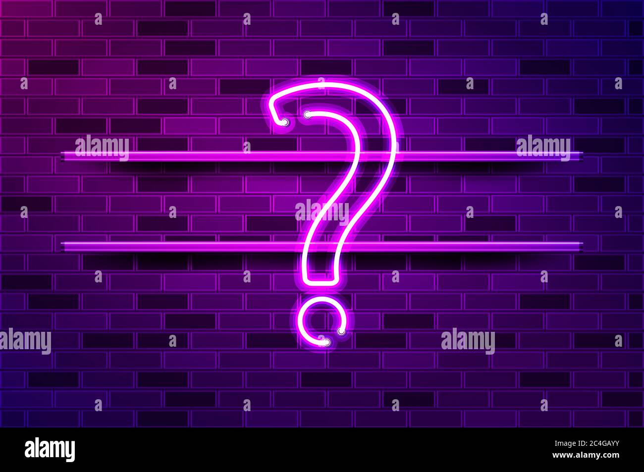 Question mark glowing neon sign or LED strip light. Realistic ...