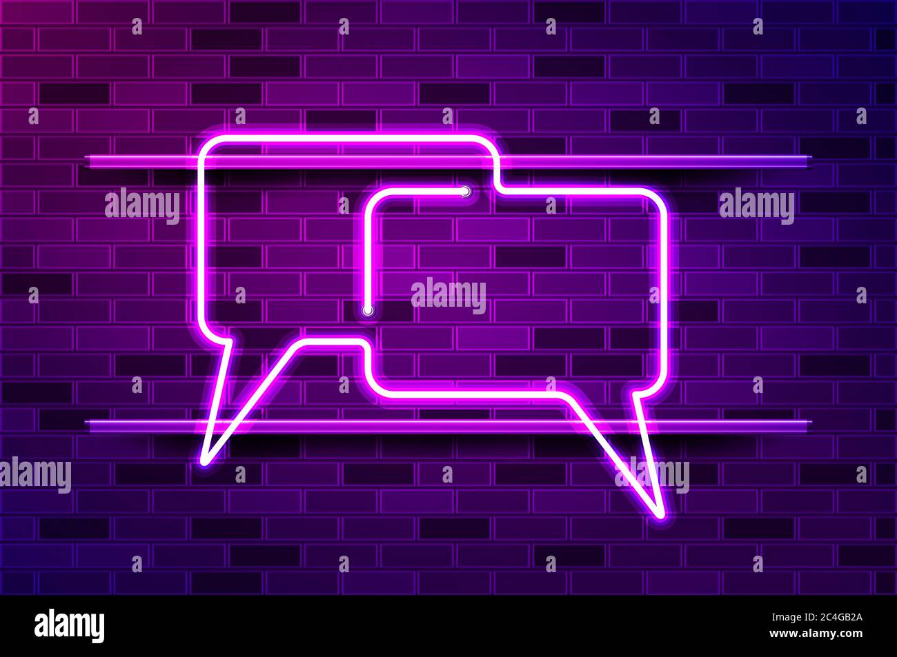 Conversation, chat glowing neon sign or LED strip light. Realistic ...