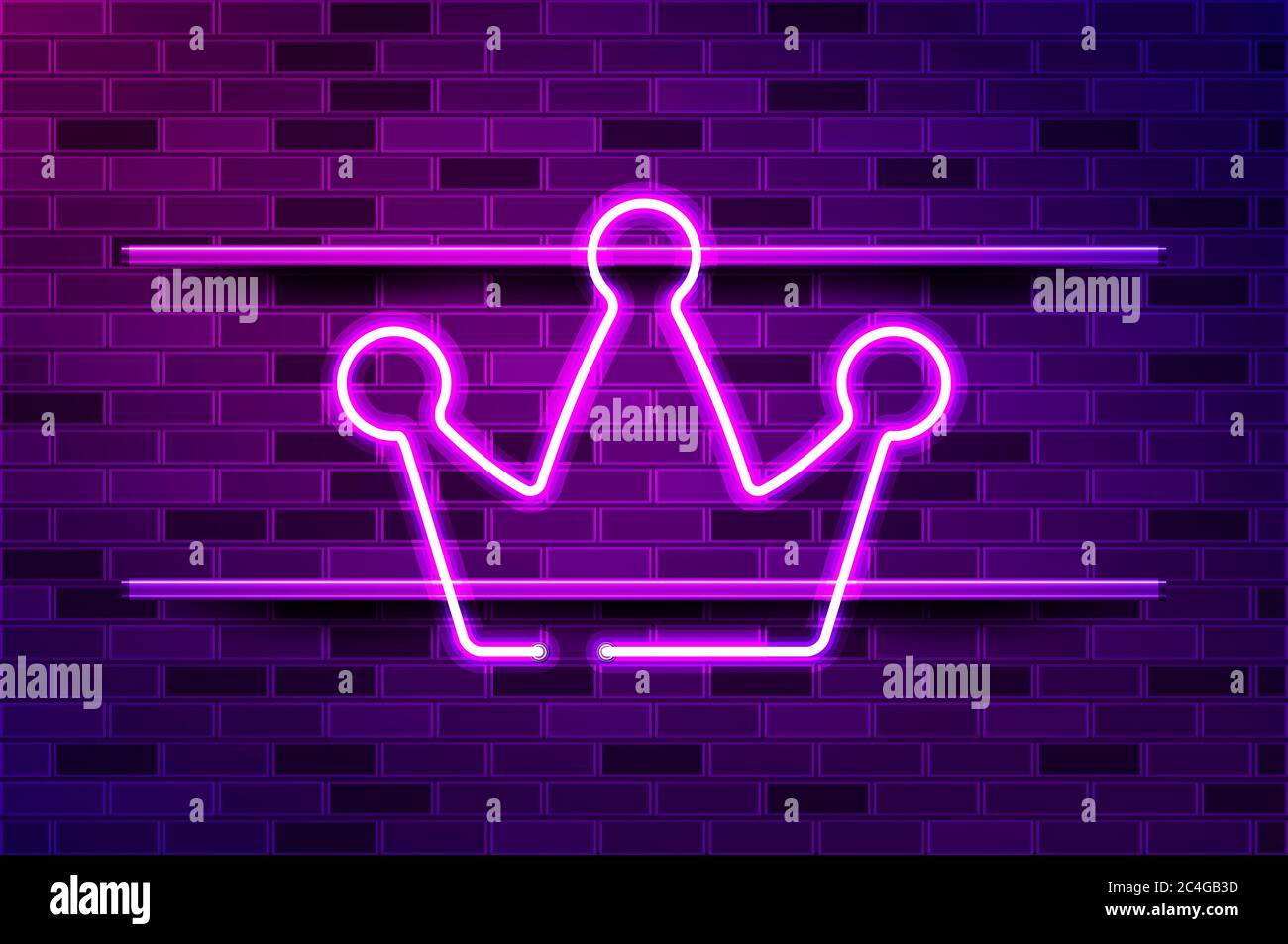 Royal crown glowing neon sign or LED strip light. Realistic ...