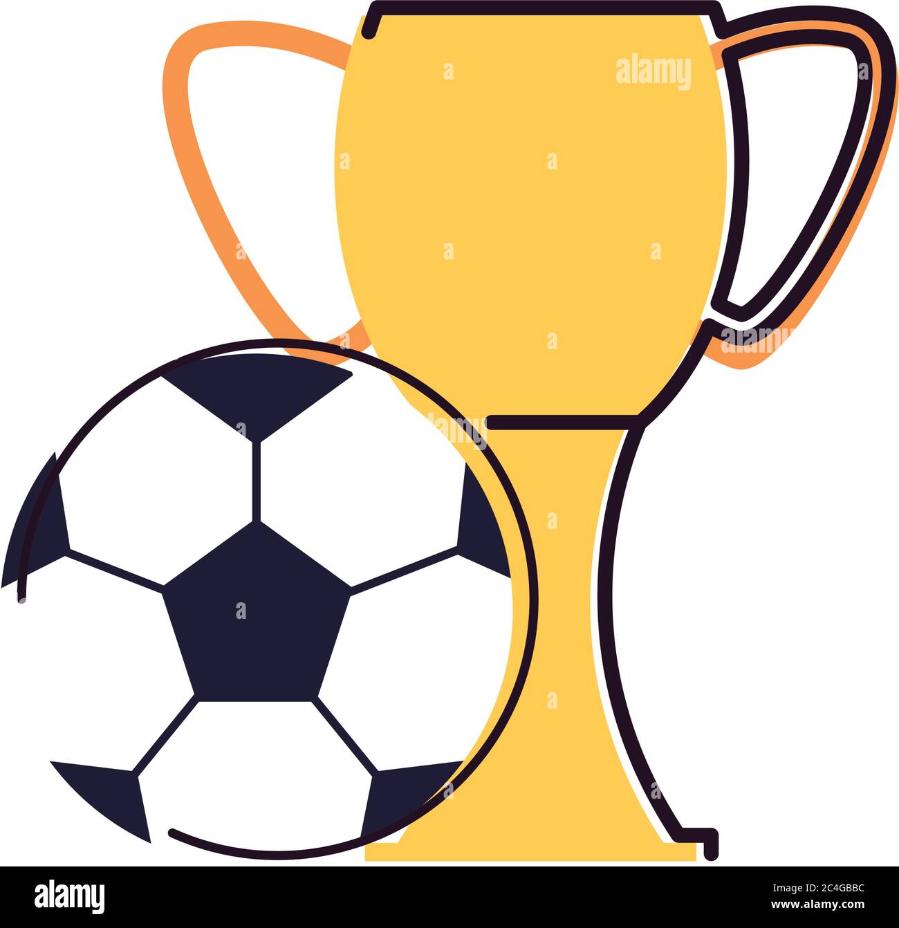 Ball and trophy line and fill style icon design, Soccer football sport ...