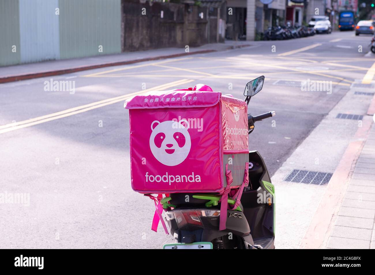 Taipei, Taiwan - January , 2020 : Food Panda box on a motocycle ...
