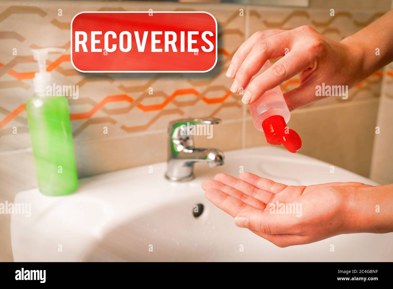 Conceptual hand writing showing Recoveries. Concept meaning process of ...