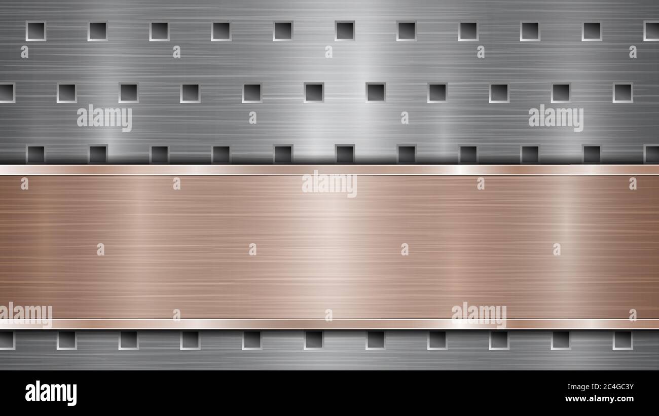 Background of silver perforated metallic surface with holes and ...
