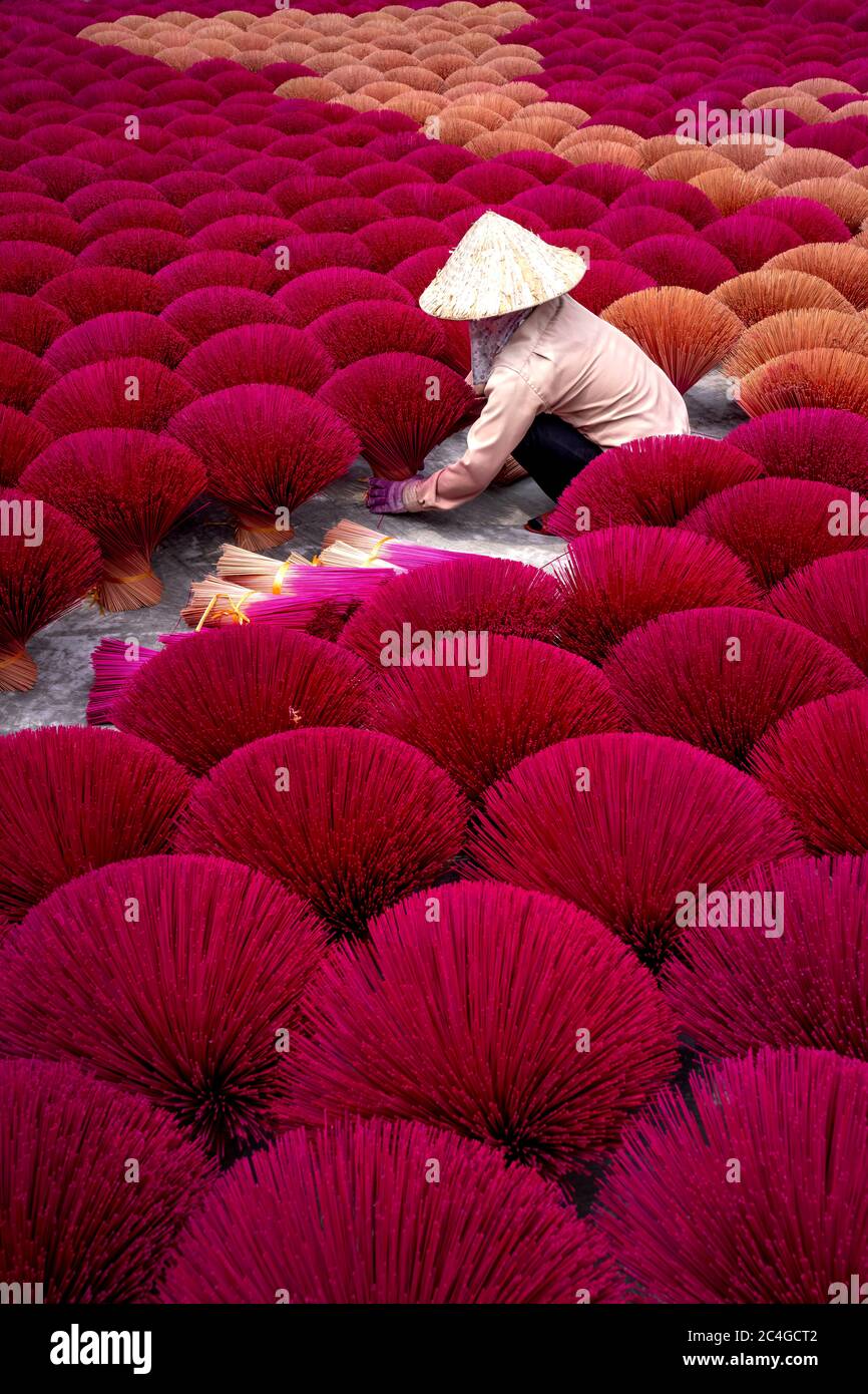 Traditional incense making village Ung Hoa, Hanoi, Vietnam - May 26 ...