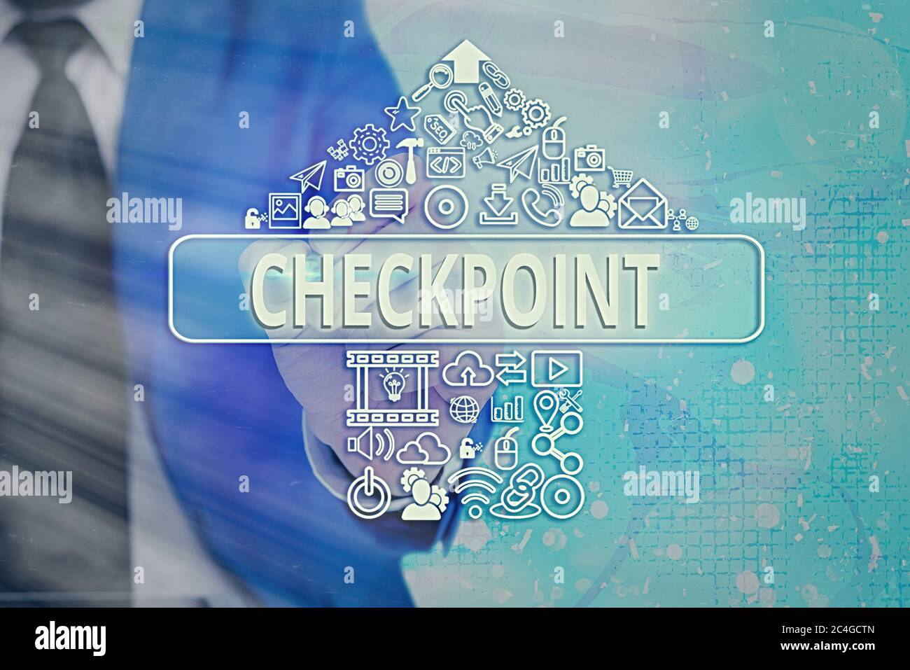 Handwriting text writing Checkpoint. Conceptual photo manned entrance ...