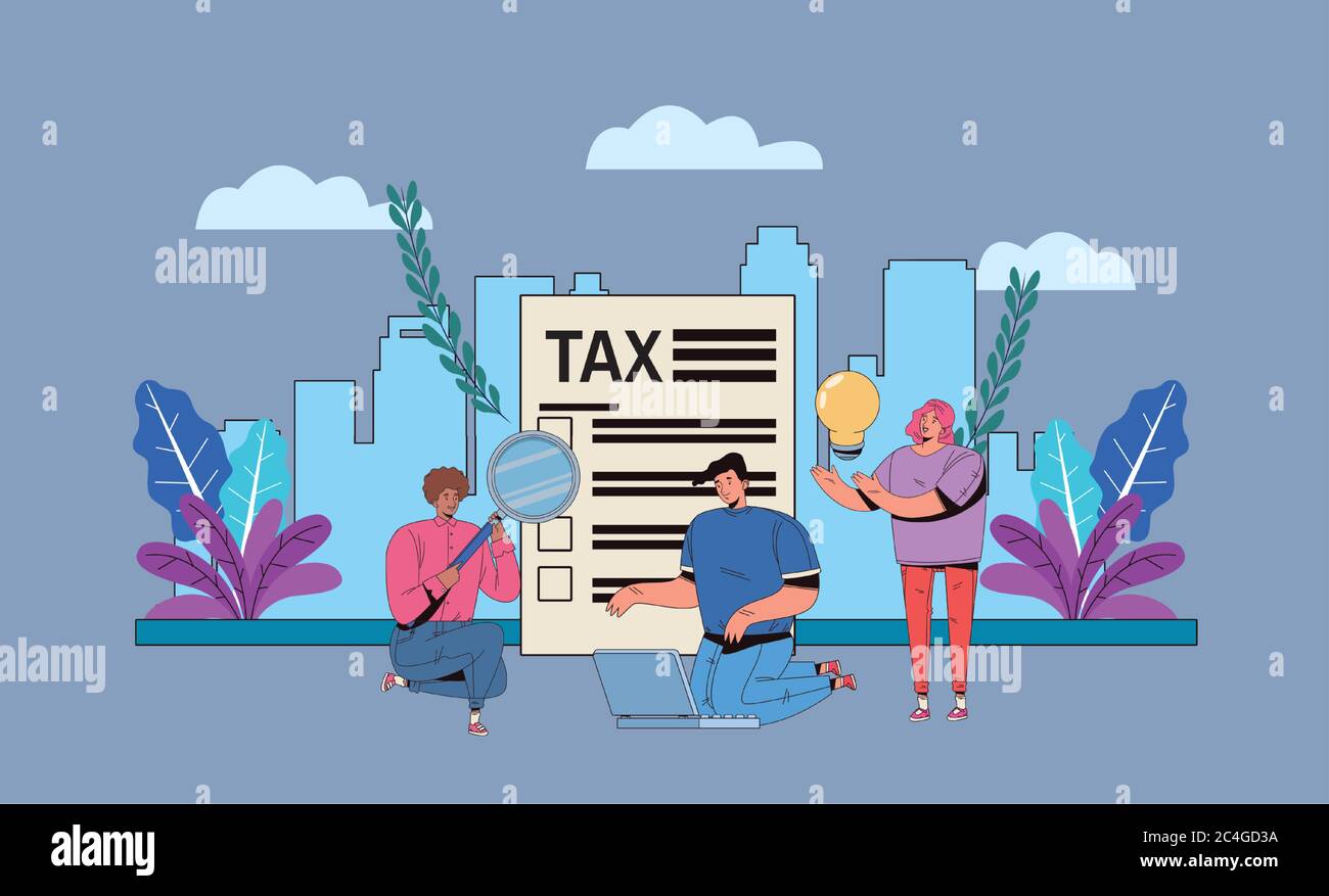 group of people with tax day pay vector illustration design Stock ...