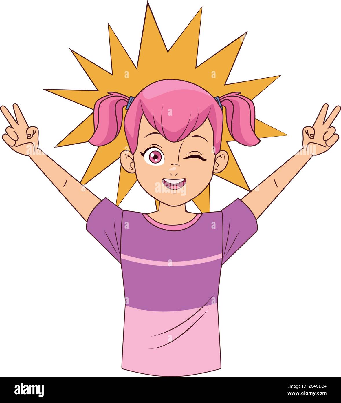 happy little girl celebrating avatar character vector illustration ...