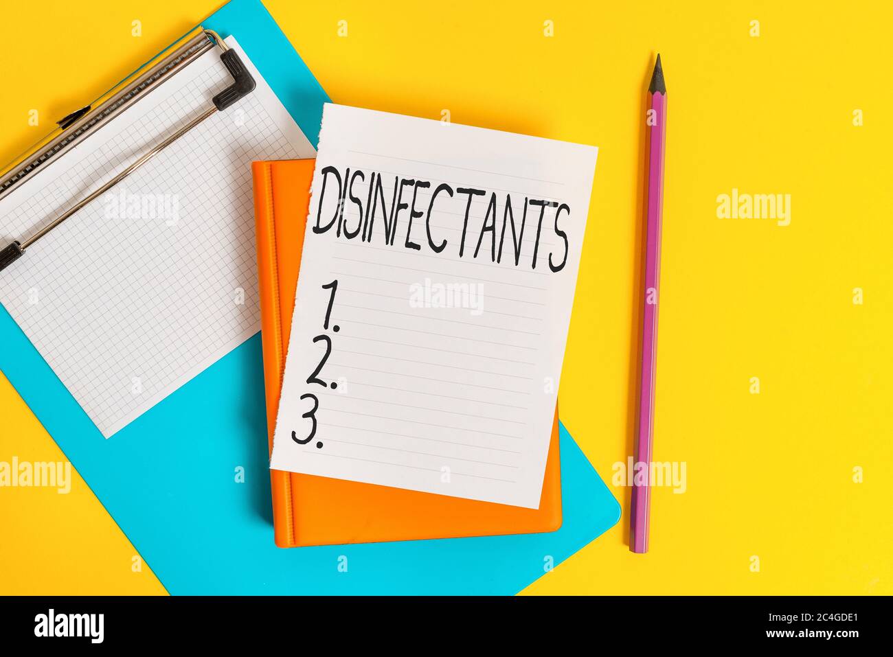 Handwriting text writing Disinfectants. Conceptual photo chemical that ...