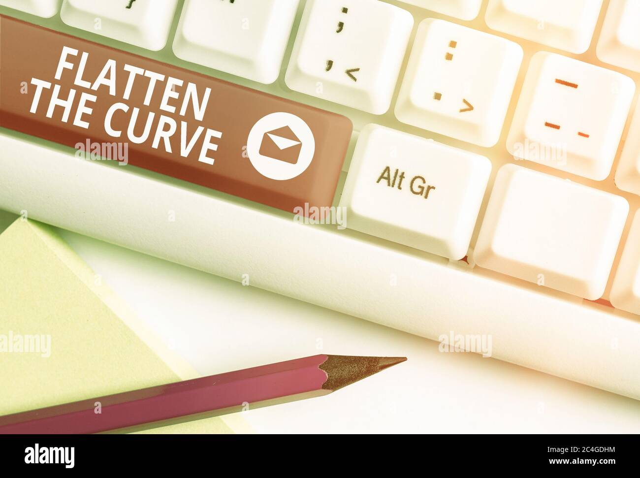 Conceptual hand writing showing Flatten The Curve. Concept meaning ...