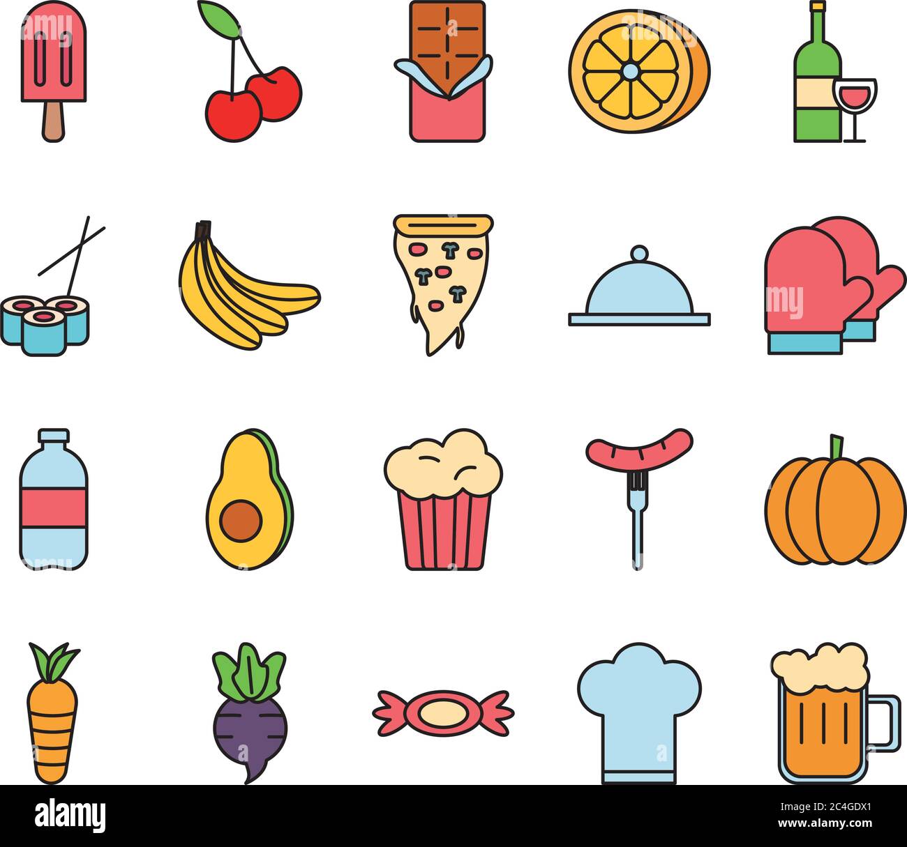 bundle of food and drinks icons vector illustration design Stock Vector ...