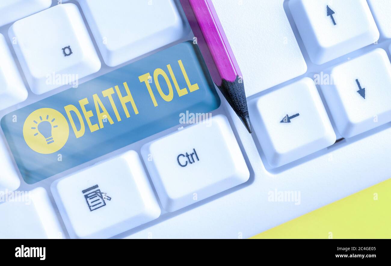 Word writing text Death Toll. Business photo showcasing the number of ...
