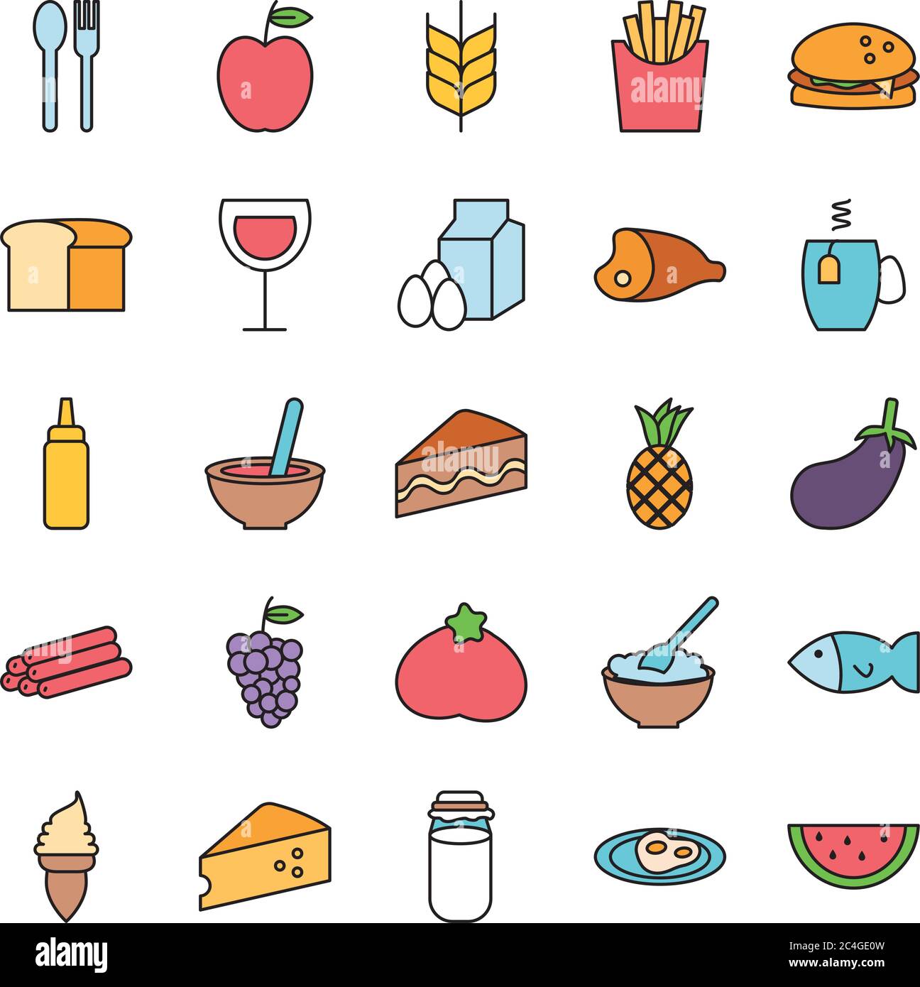 bundle of food and drinks icons vector illustration design Stock Vector ...