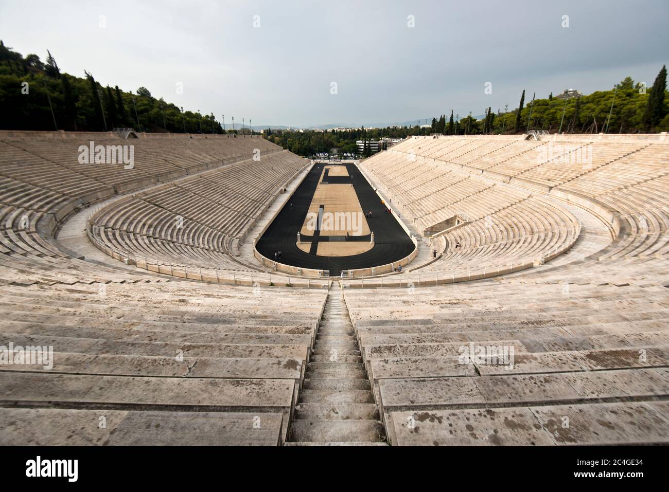 Panathenaic Olympic Stadium: wide angle view from the top of the stands ...