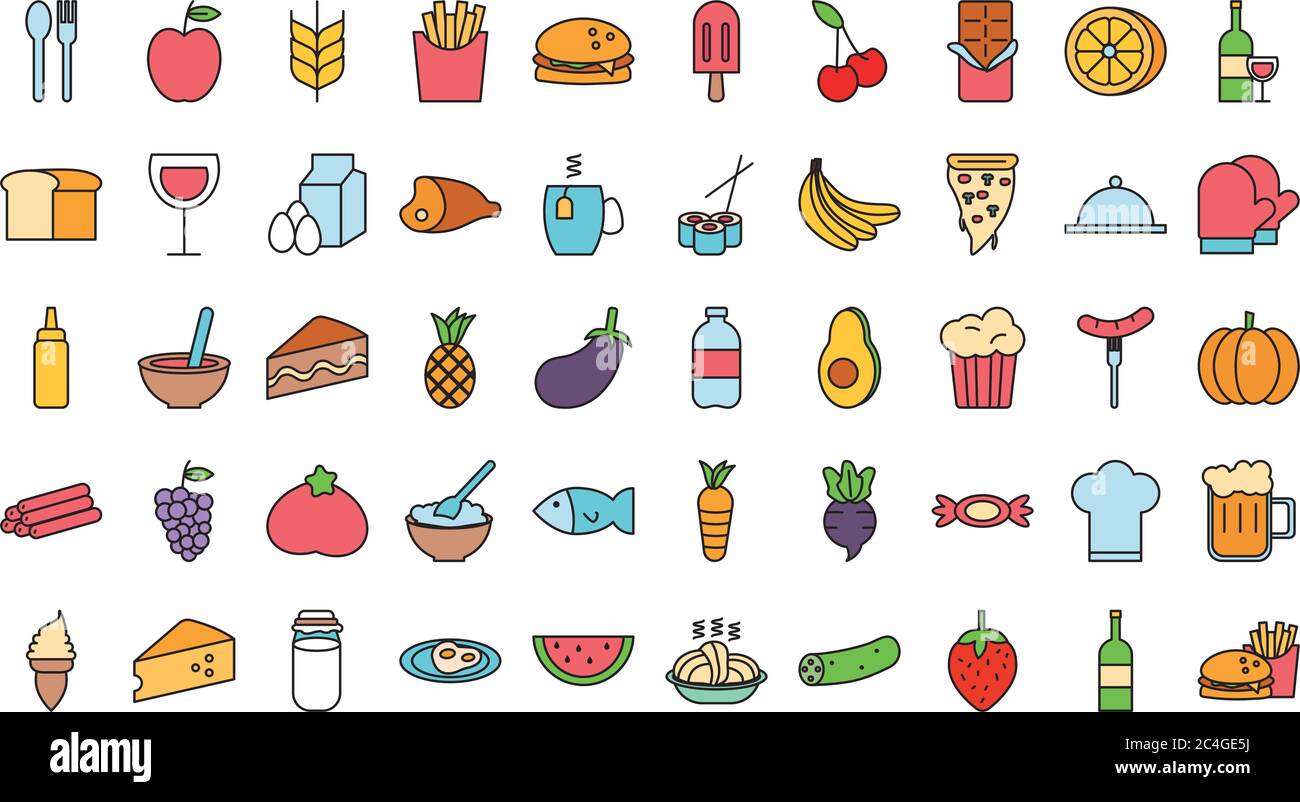 bundle of food and drinks icons vector illustration design Stock Vector ...
