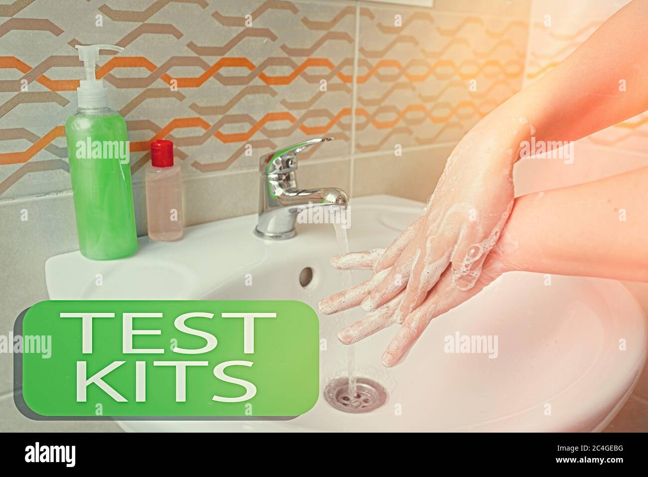 Writing note showing Test Kits. Business concept for tools used to ...