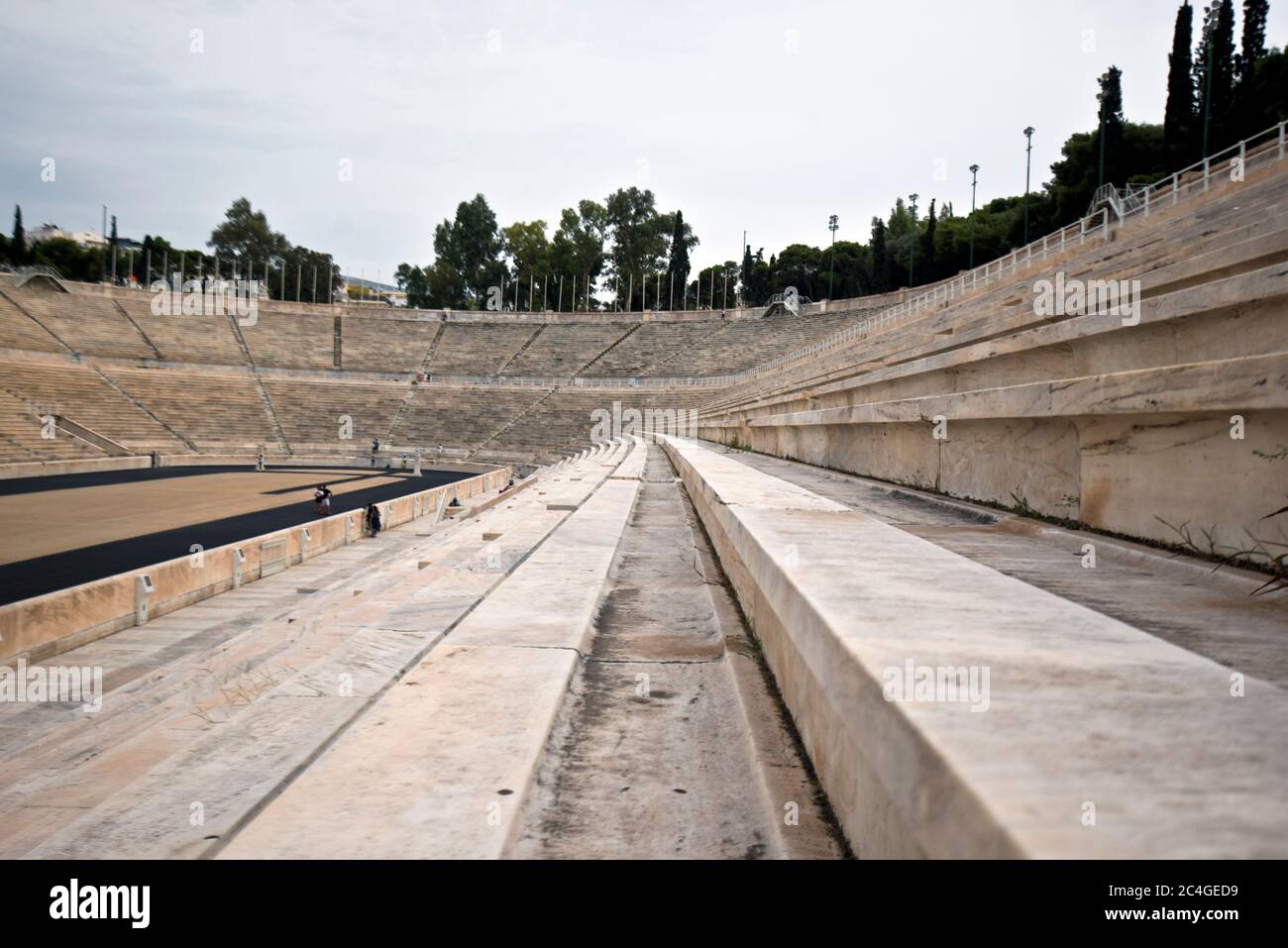 Panathenaic Olympic Stadium: wide angle view of the marble stands ...
