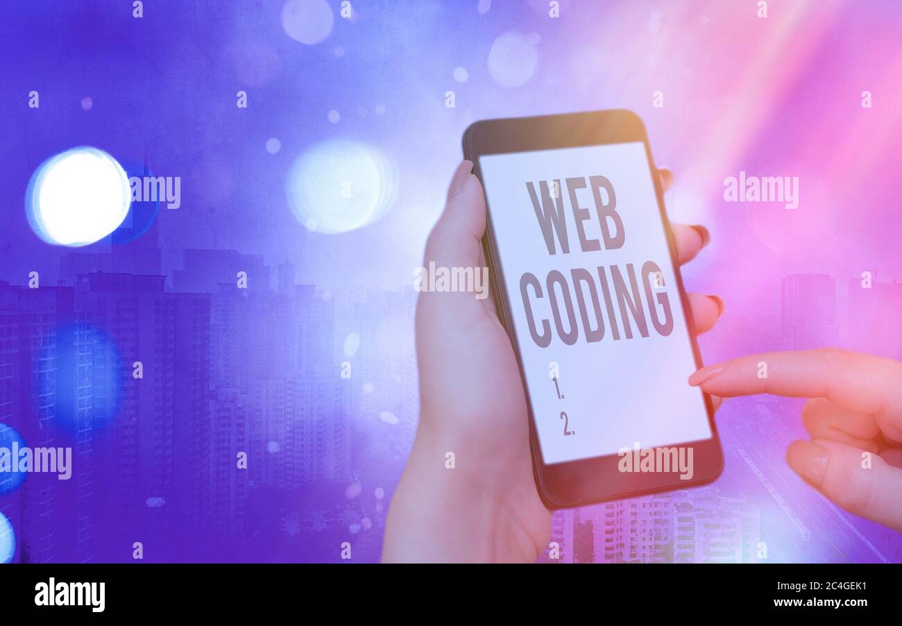 Word Writing Text Web Coding Business Photo Showcasing A System Of Symbols And Rules Used To