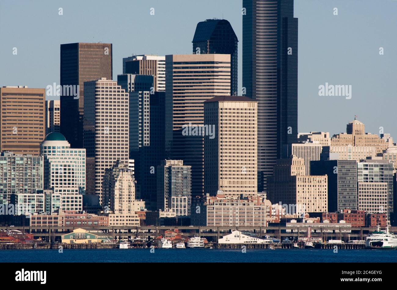 Seattle central business district detail from the ferry Stock Photo - Alamy