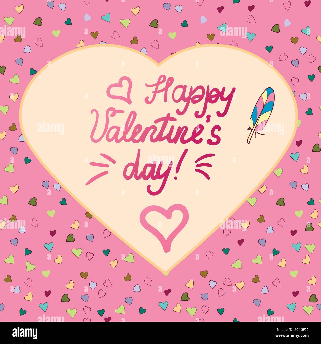 Vector graphics. Heart-shaped frame with the inscription Happy ...