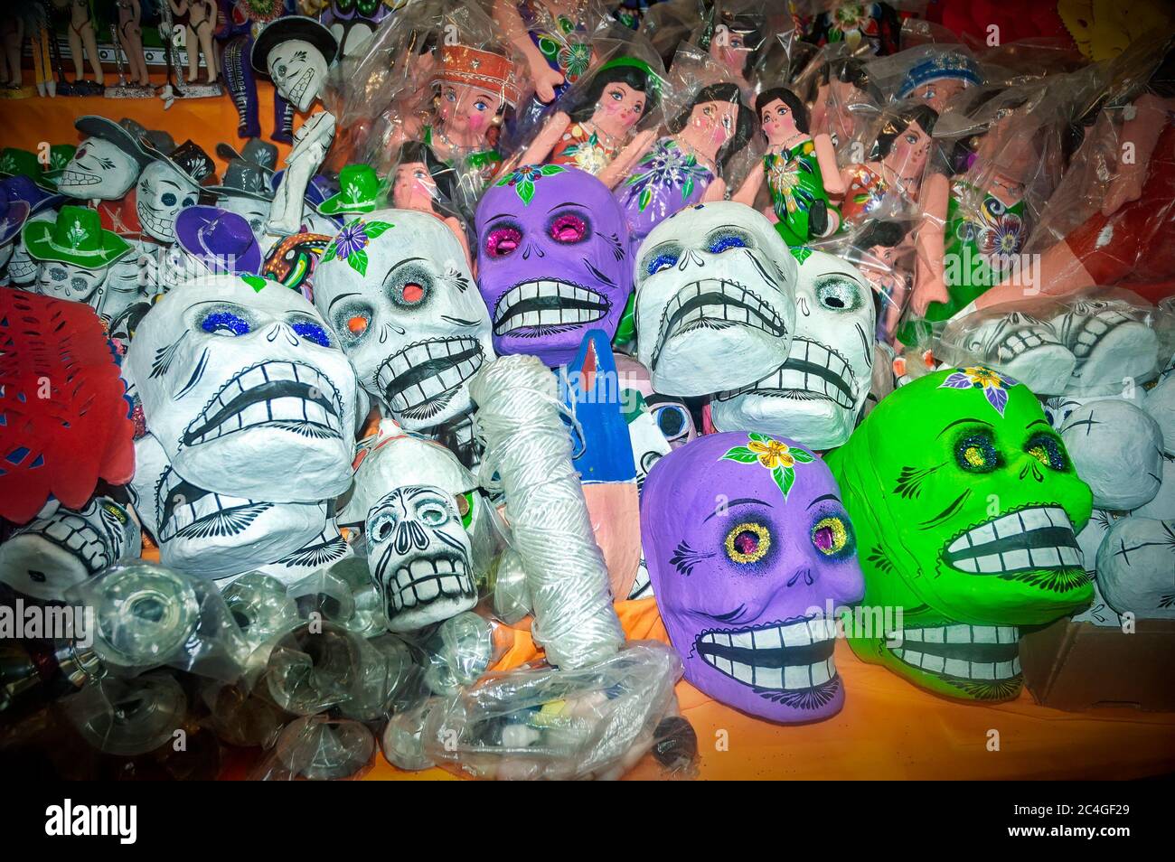 Traditional Mexican skull masks for sale in the market. Travel ...