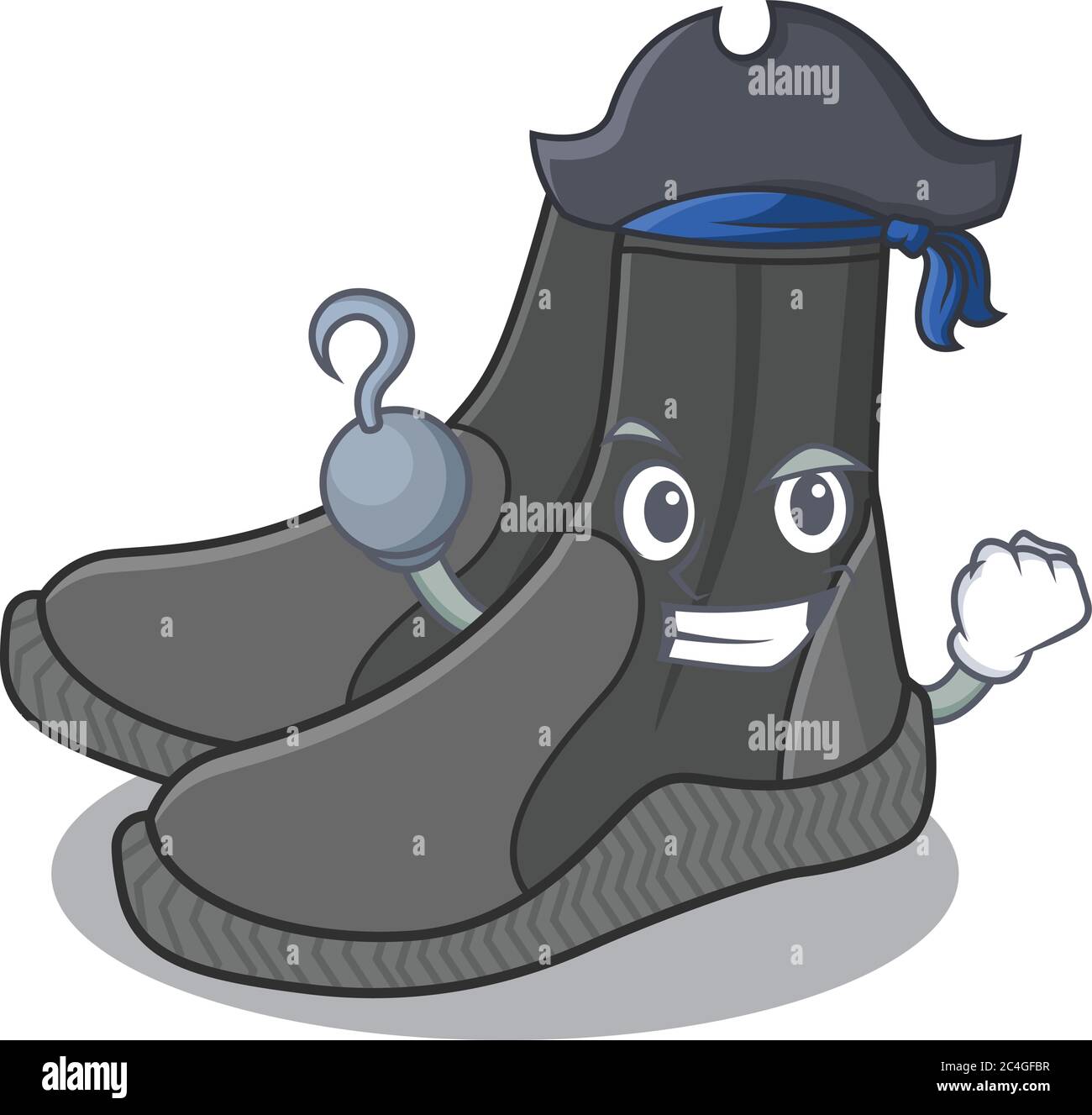 one hook hands Pirate character dive booties cartoon design Stock ...