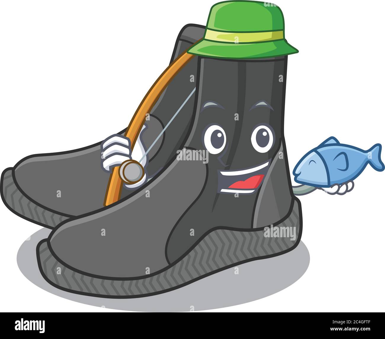 Cartoon design style of dive booties ready goes to fishing Stock Vector ...