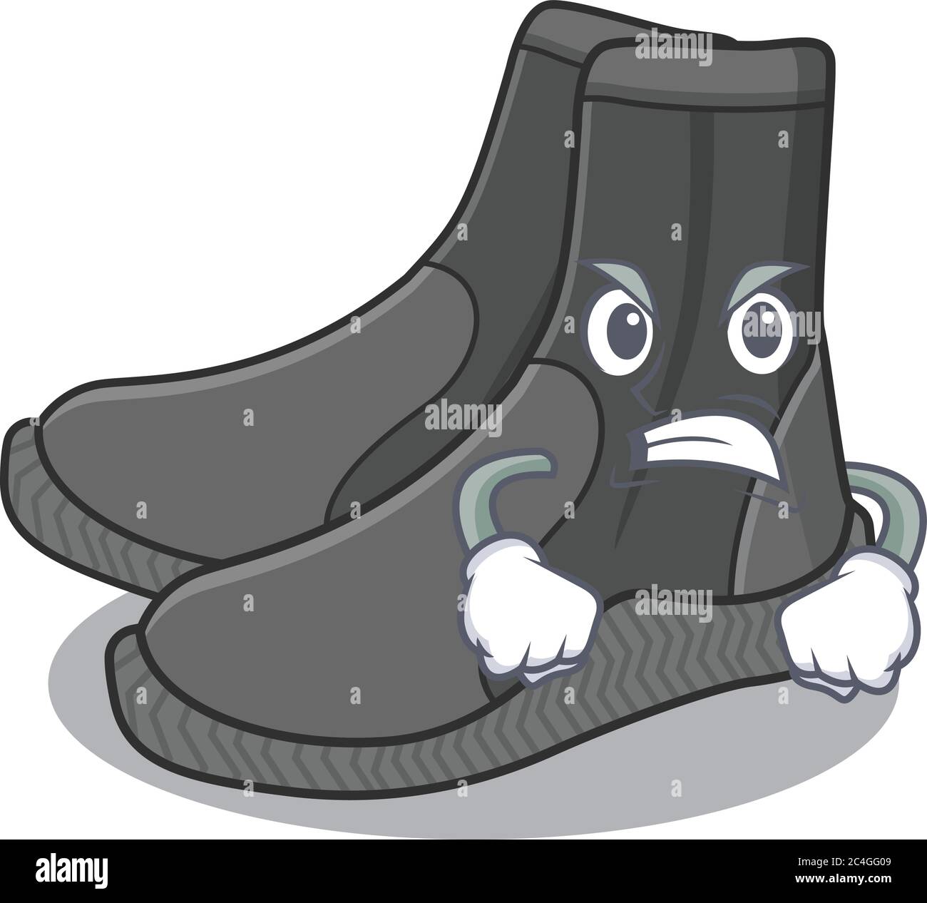 A cartoon picture style of dive booties having a mad face Stock Vector ...