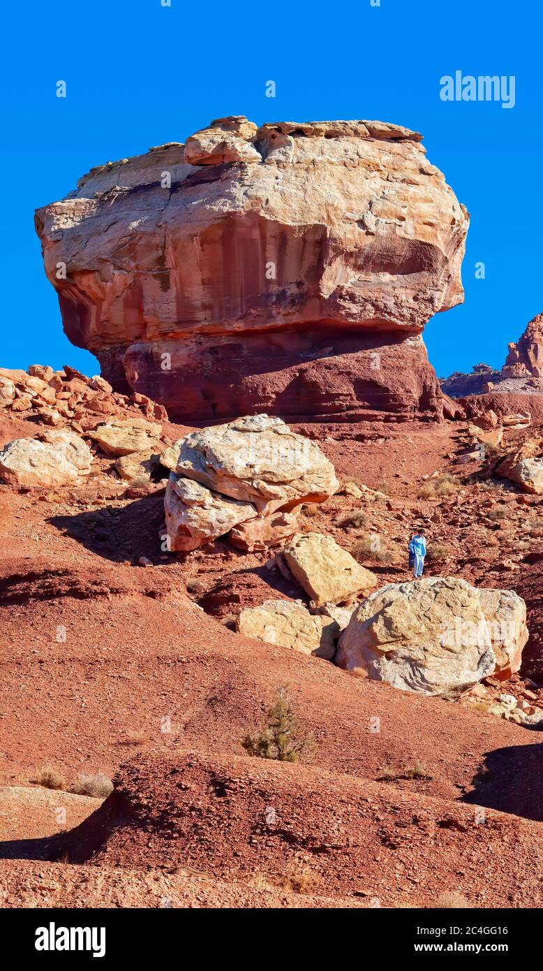 Closeup of one of the Giant Twin Rocks of Capitol Reef National Park in ...