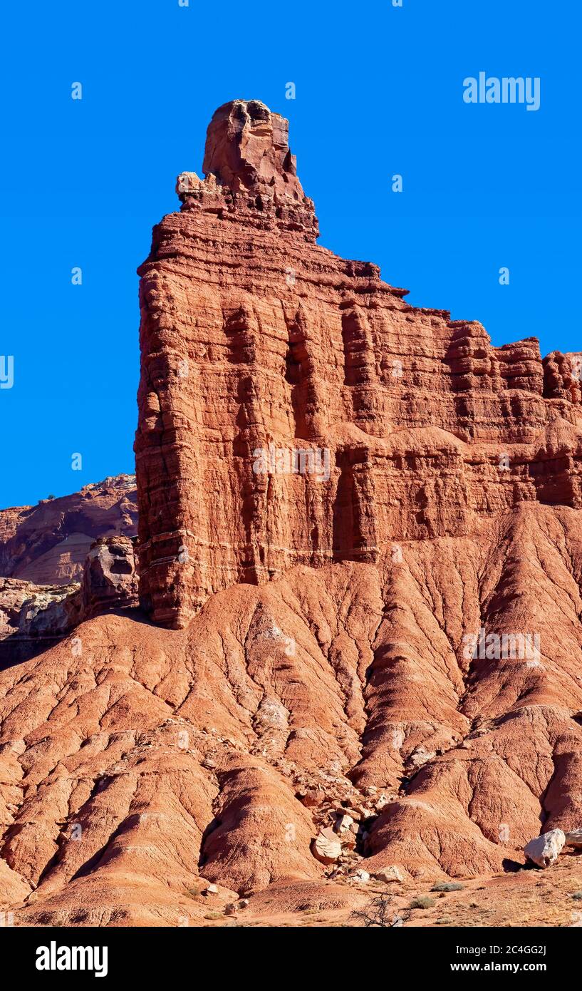 Closeup of one of the Giant Twin Rocks of Capitol Reef National Park in ...