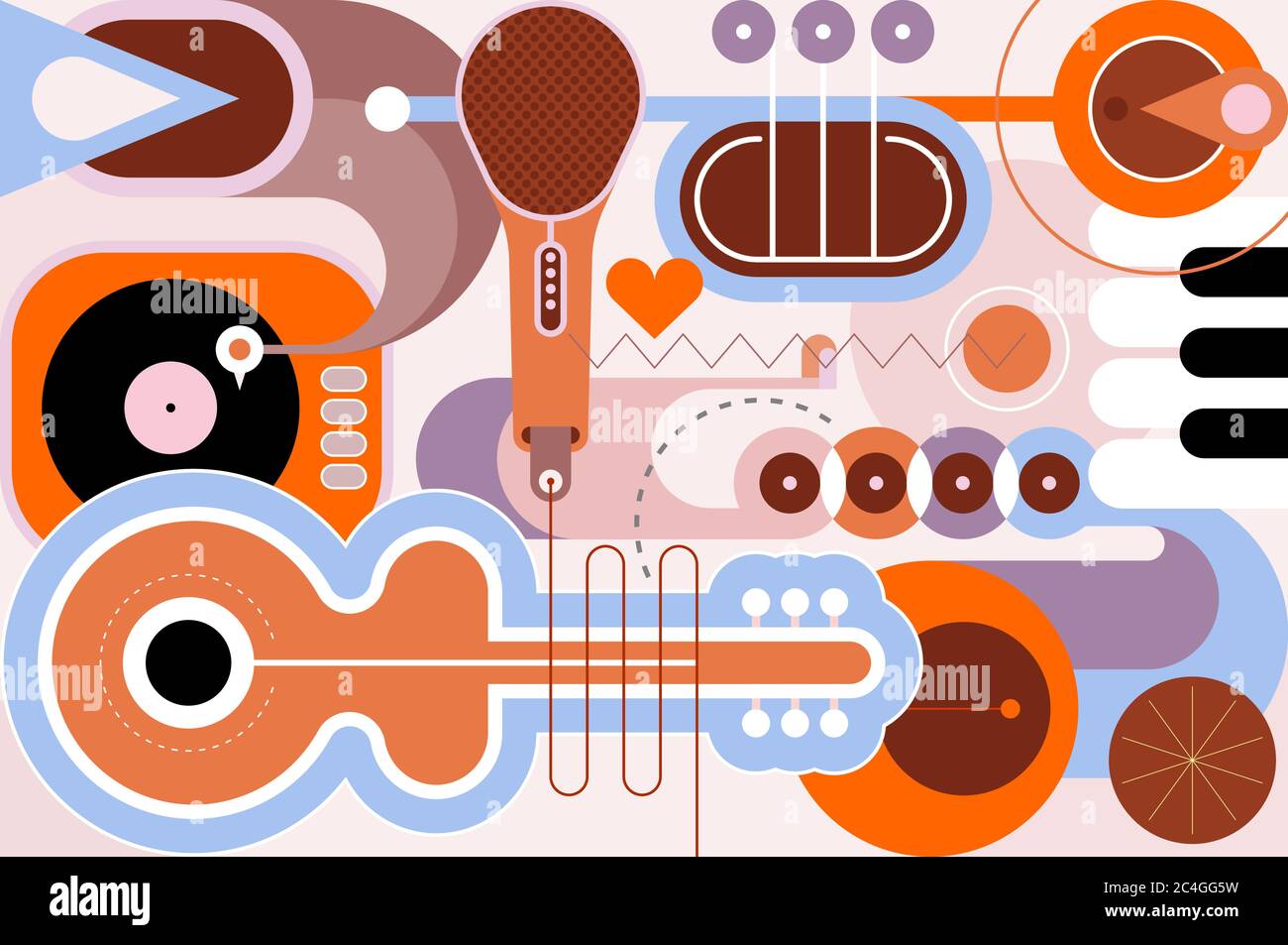 Flat style design of different musical instruments, vector illustration ...