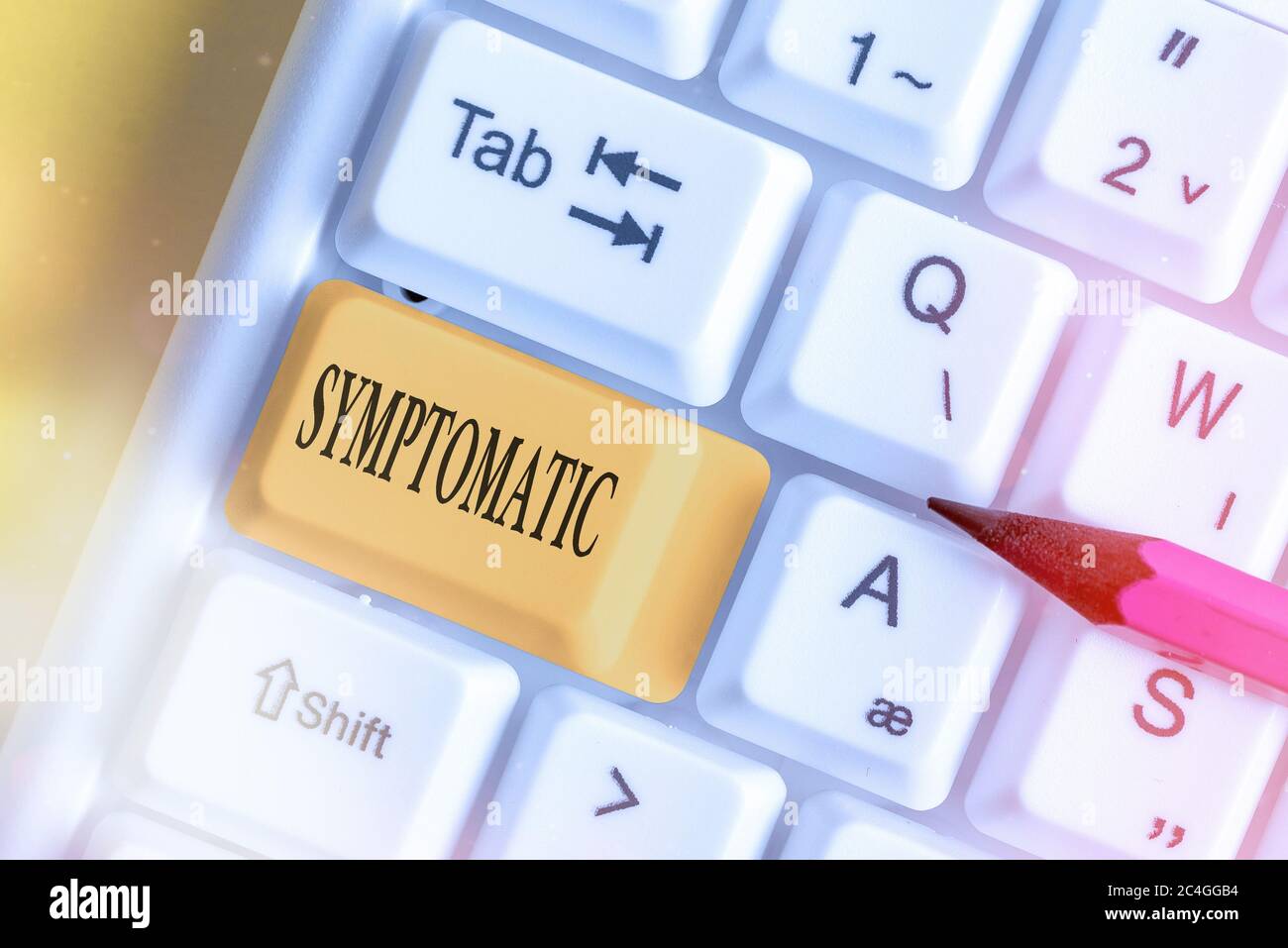 Conceptual hand writing showing Symptomatic. Concept meaning serving as ...