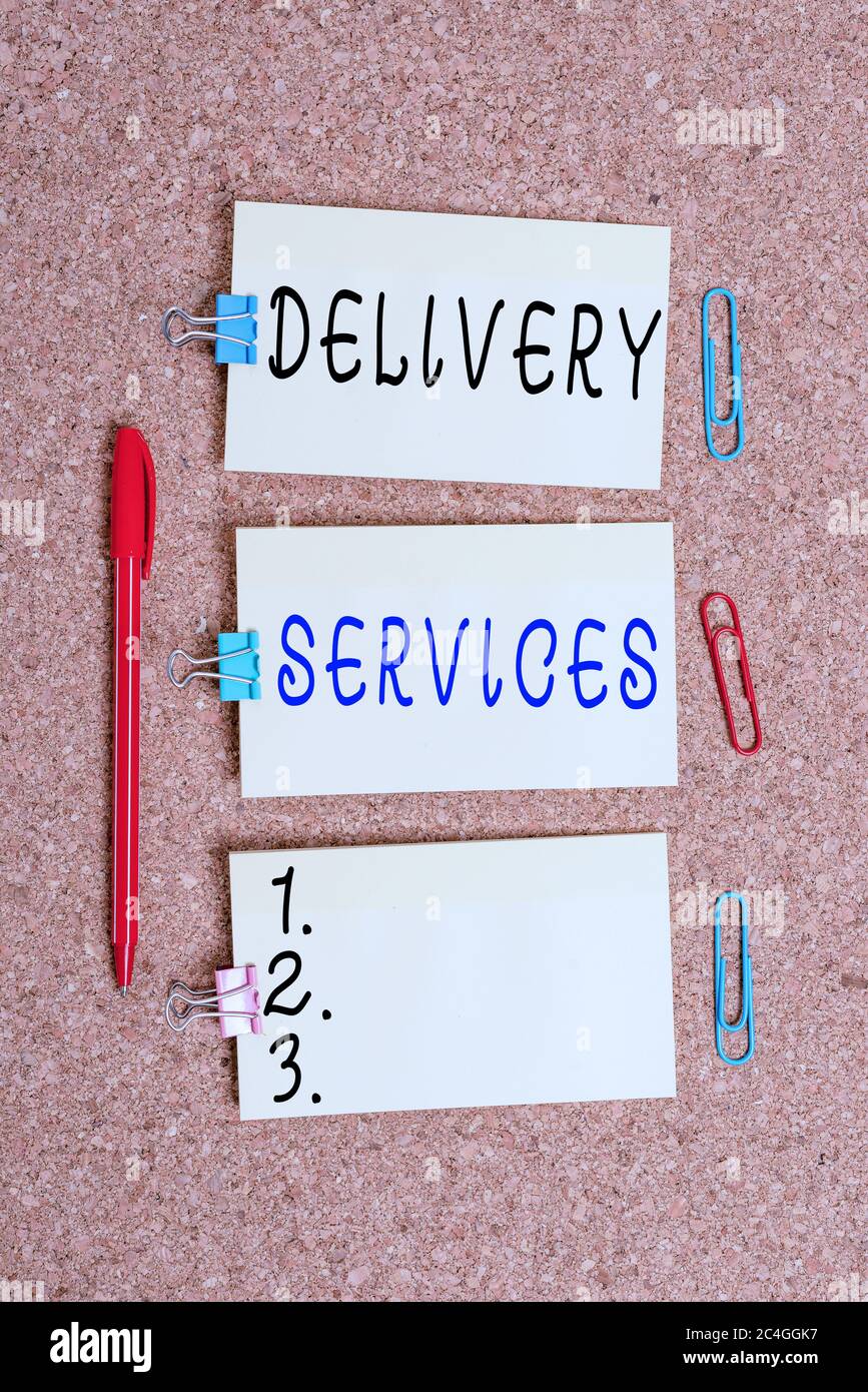 Word writing text Delivery Services. Business photo showcasing process ...